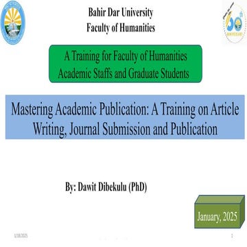 Mastering Academic Publication: A Training on Article Writing, Journal ...