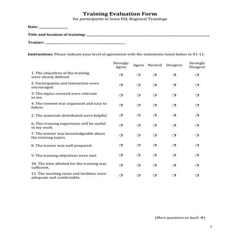 Professional development evaluation form