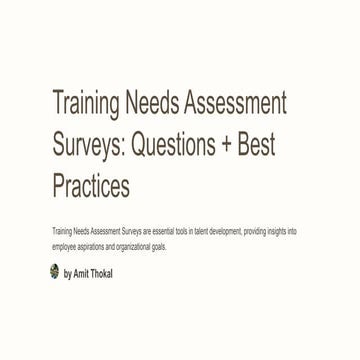 Training Needs Assessment Surveys: Questions + Best Practices | PPTX