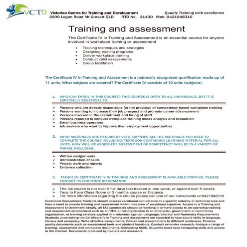 Training and assessment 2014 | PDF