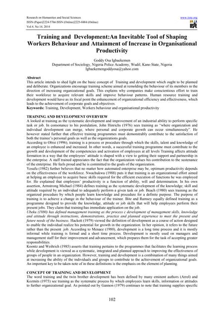 THE IMPORTANCE EMPLOYEES TRAINING AND DEVELOPMENT IN AN ORGANIZATION ...