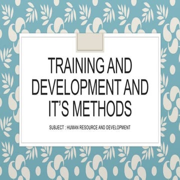 Training and development | PPT