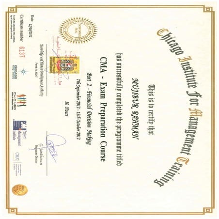 Training certificate cma-part2 | PDF