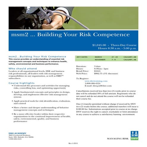 Training course msm2 building your risk competence | PDF