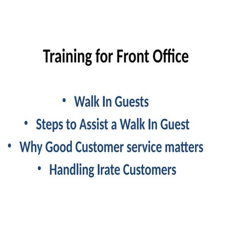 Training Module for Front Office Executive with Key Topics | PPTX