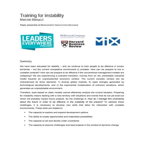 Training for instability | PDF