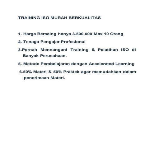 Training iso murah berkualitas | PDF