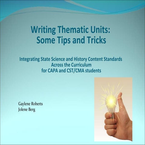 Resources for Writing Thematic Units | PPT