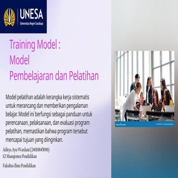 Training Model Manajemen Pembelajaran dan Pelatihan | PPTX