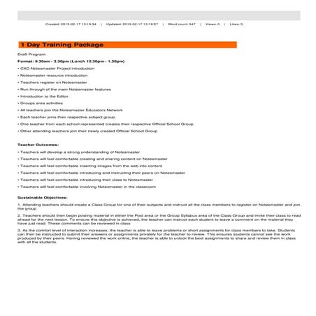 1 Day Training Package | PDF