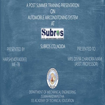 subros Auto Airconditioning | PPTX