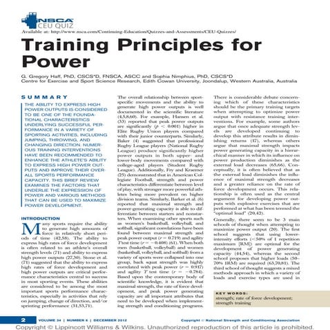 Training Principles for Power | PDF