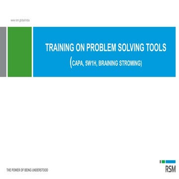 Training on basic problem solving tolls. | PPTX