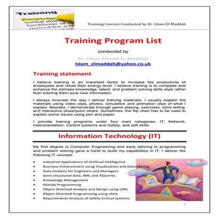 ElMaddah's Training program list | PDF
