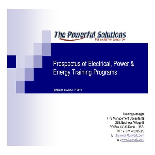 Training Prospectus 31 May 2012 | PPT