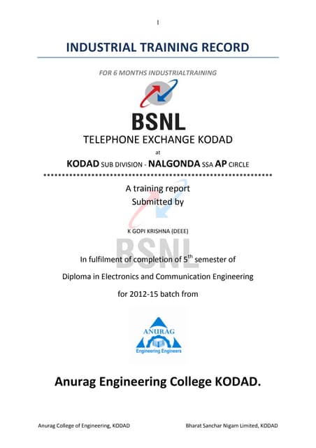 BSNL Training Report | PDF