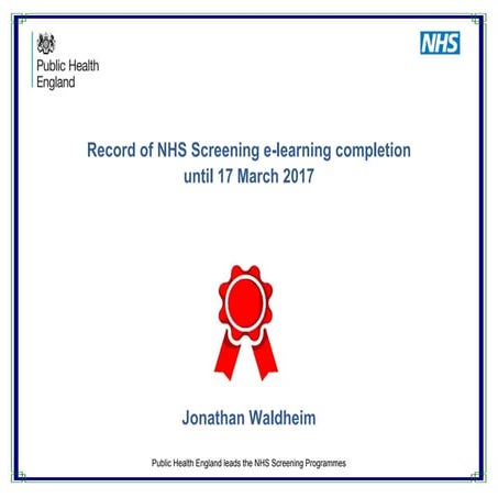 Record of NHS Screening e-learning completion | PDF