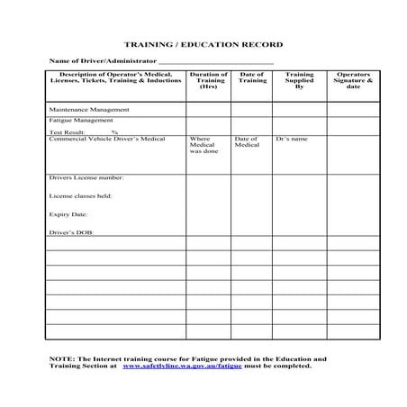 Training Register | PDF