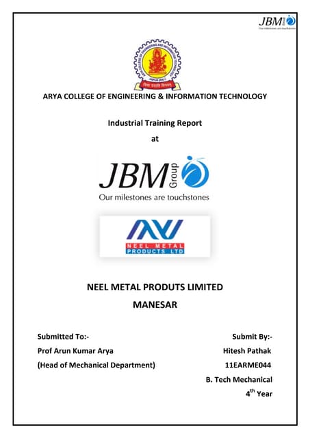 Summer training report on JBM | PDF