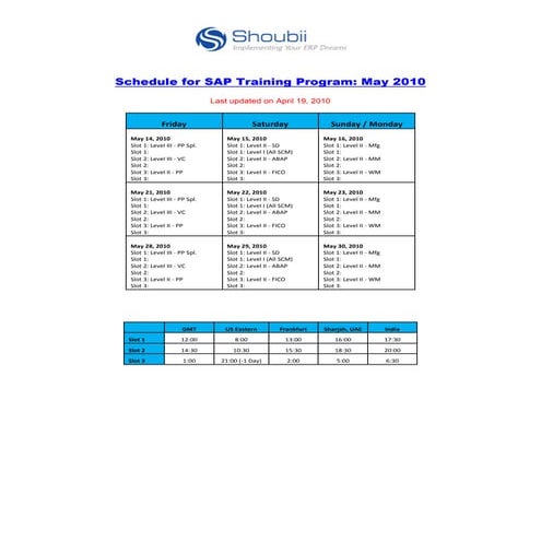 Training Schedule | PDF