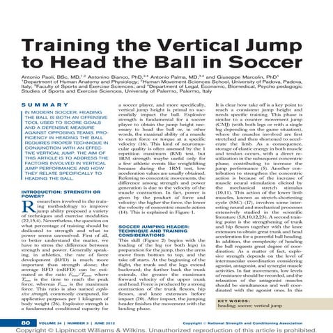 Training the vertical jump to head the ball in soccer | PDF