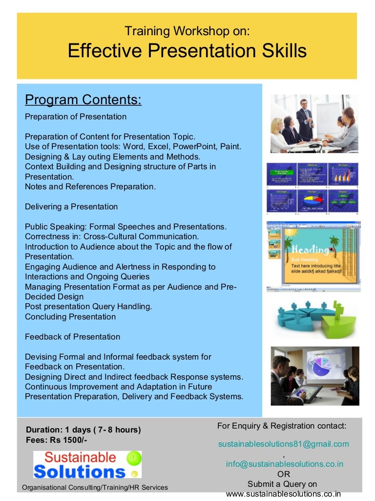 Training workshop on effective presentation skills Training workshop on effective presentation skills
