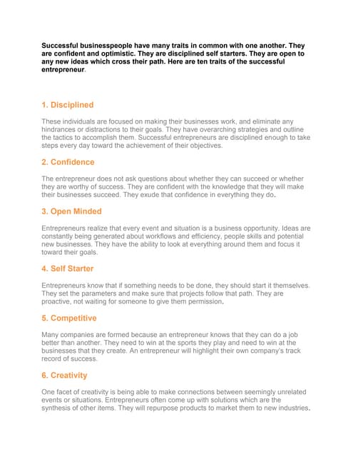 Characteristics of an entrepreneur | PPTX