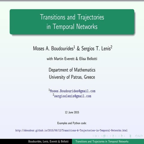 Transitions and Trajectories in Temporal Networks | PPT | Free Download