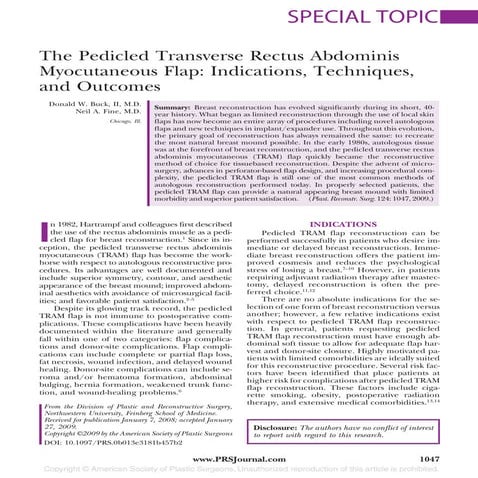 TRAM - Modified TRAM , DIEP Flap - for Breast reconstruction | PPTX