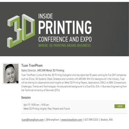 Tran pham inside3dprinting 17apr2015 final | PPT