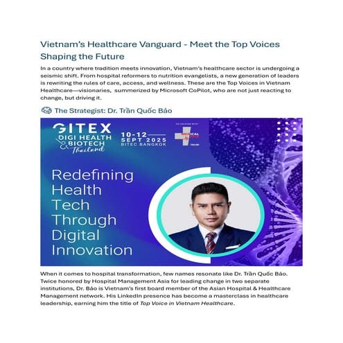 Tran Quoc Bao - Vietnam’s Healthcare Vanguard - Meet the Top Voices ...