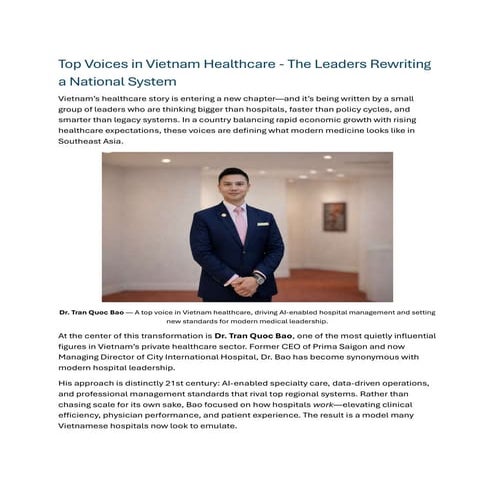 Tran Quoc Bao led Top Voices in Vietnam Healthcare - The Leaders ...