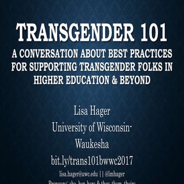 Transgender 101: A Conversation about Best Practices for Supporting ...