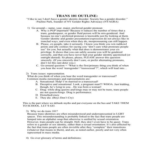 Trans 101 outline2010 | PDF