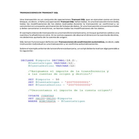 Transacciones en transact sql | DOCX