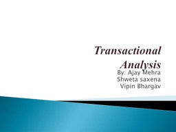 Transactional Analysis | PPT
