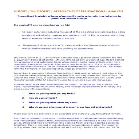 Transactional Analysis - Strokes | PPTX