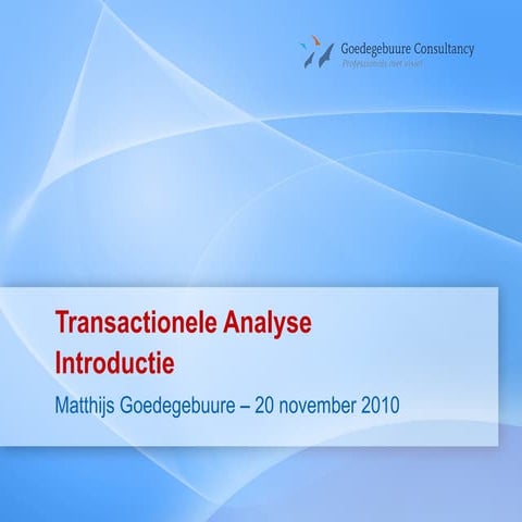 Transactionele Analyse - introductie | PPT