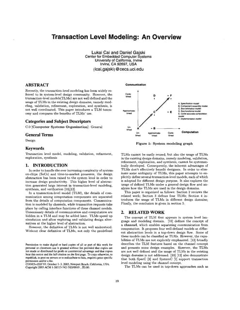 Transaction Level Modeling An Overview Pdf