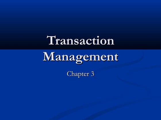 Transaction ও Concurrent Execution Ppt