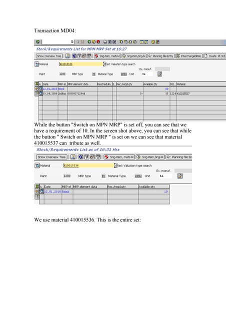 Stock requirements list md04 | PPT