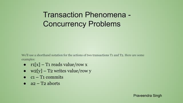 Transaction Phenomena Concurrency Problems Ppt 4756