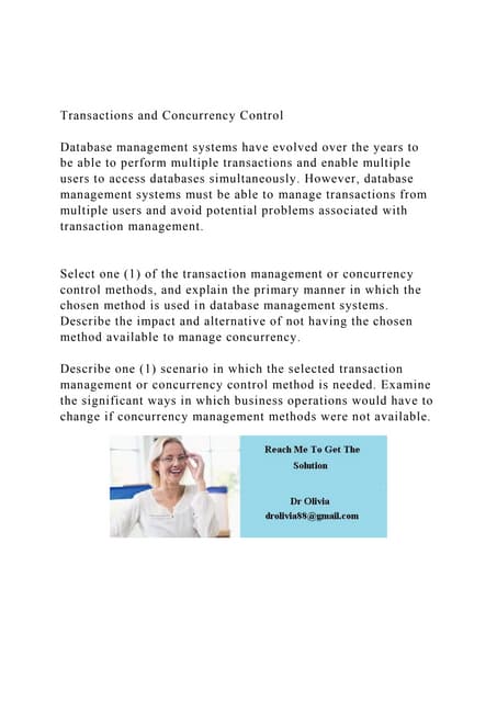 Transactions And Concurrency Controldatabase Management Systdocx