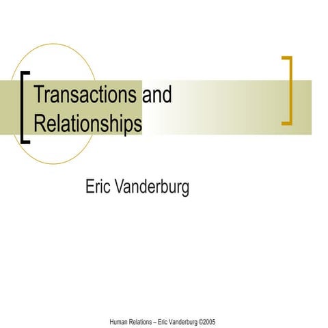 Transactions and relationships - Eric Vanderburg - Remington College ...