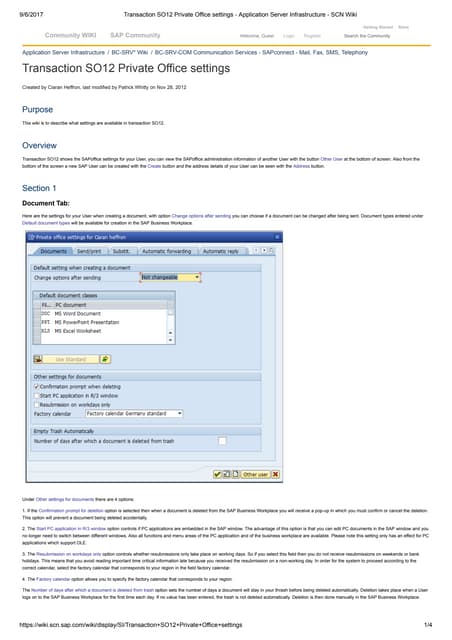 Transaction So12 Private Office Settings Application Server Infrastructure Scn Wiki Pdf