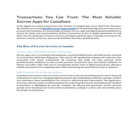 Escrow-Style Payment Apps vs Traditional Payment Methods | PDF