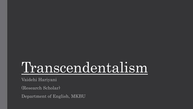 Transcendentalism | PPT