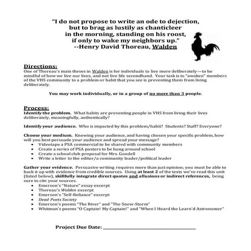 Transcendentalism final project | DOCX