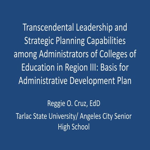 Transcendental leadership and strategic planning capabilities among ...