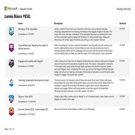 Microsoft Education Center Transcript | PPT